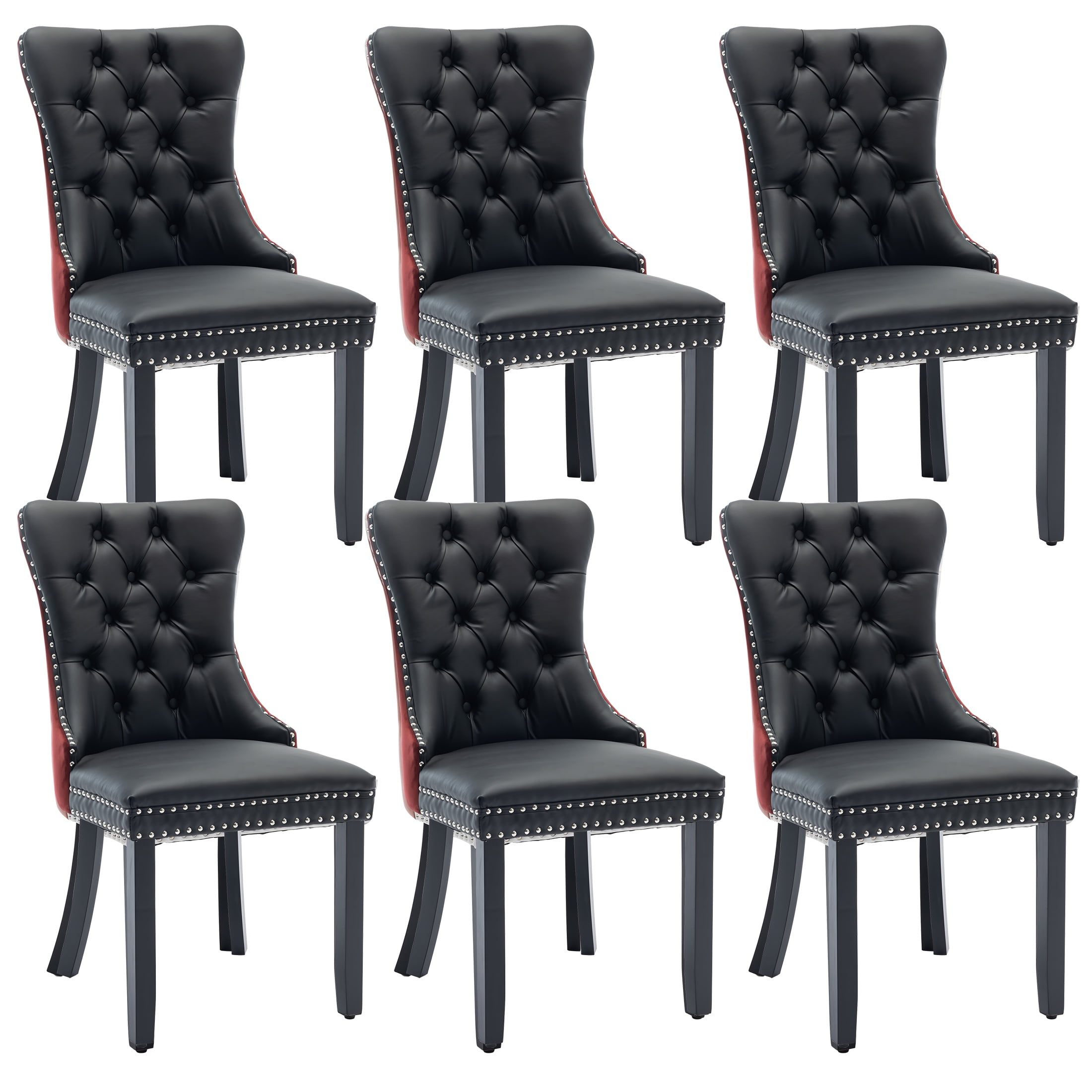 LegaHome Dining Room Chairs Set of 6, Modern Upholstered Velvet and PU ...