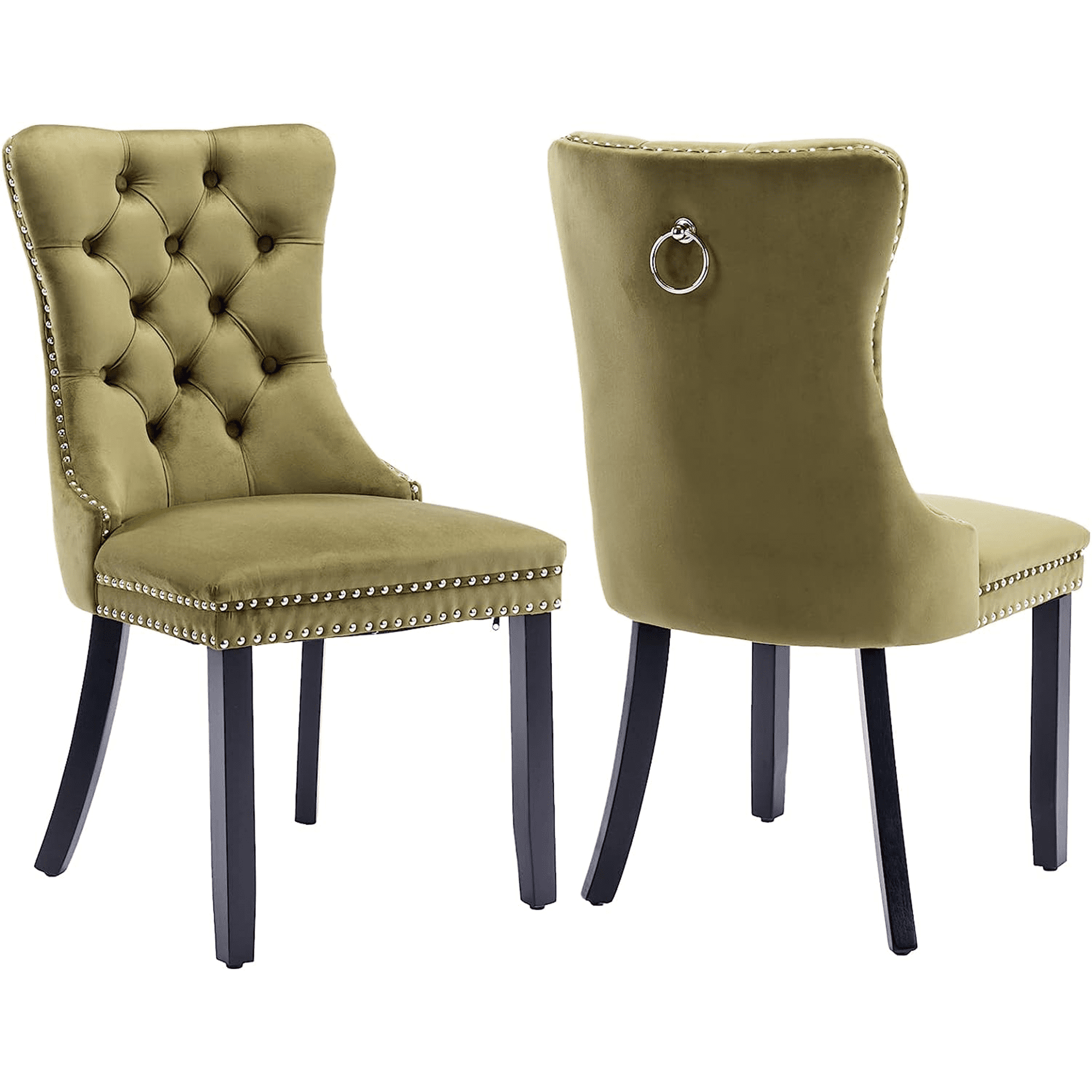 BTMWAY Set of 2 Velvet Dining Chairs, Upholstered with Nailhead Trim ...