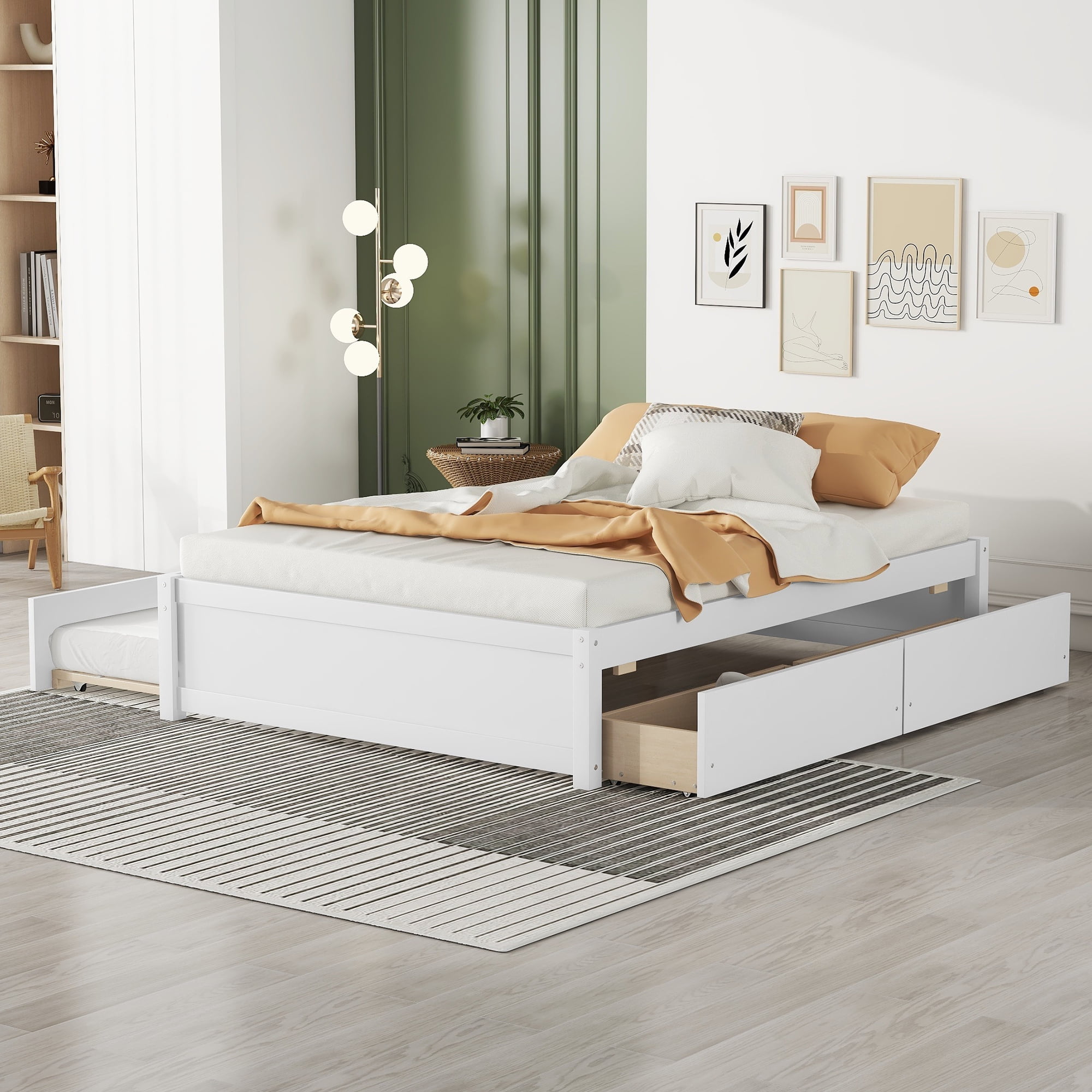 Customer reviews for BTMWAY Full Bed Frame with Trundle and 2 Drawers ...