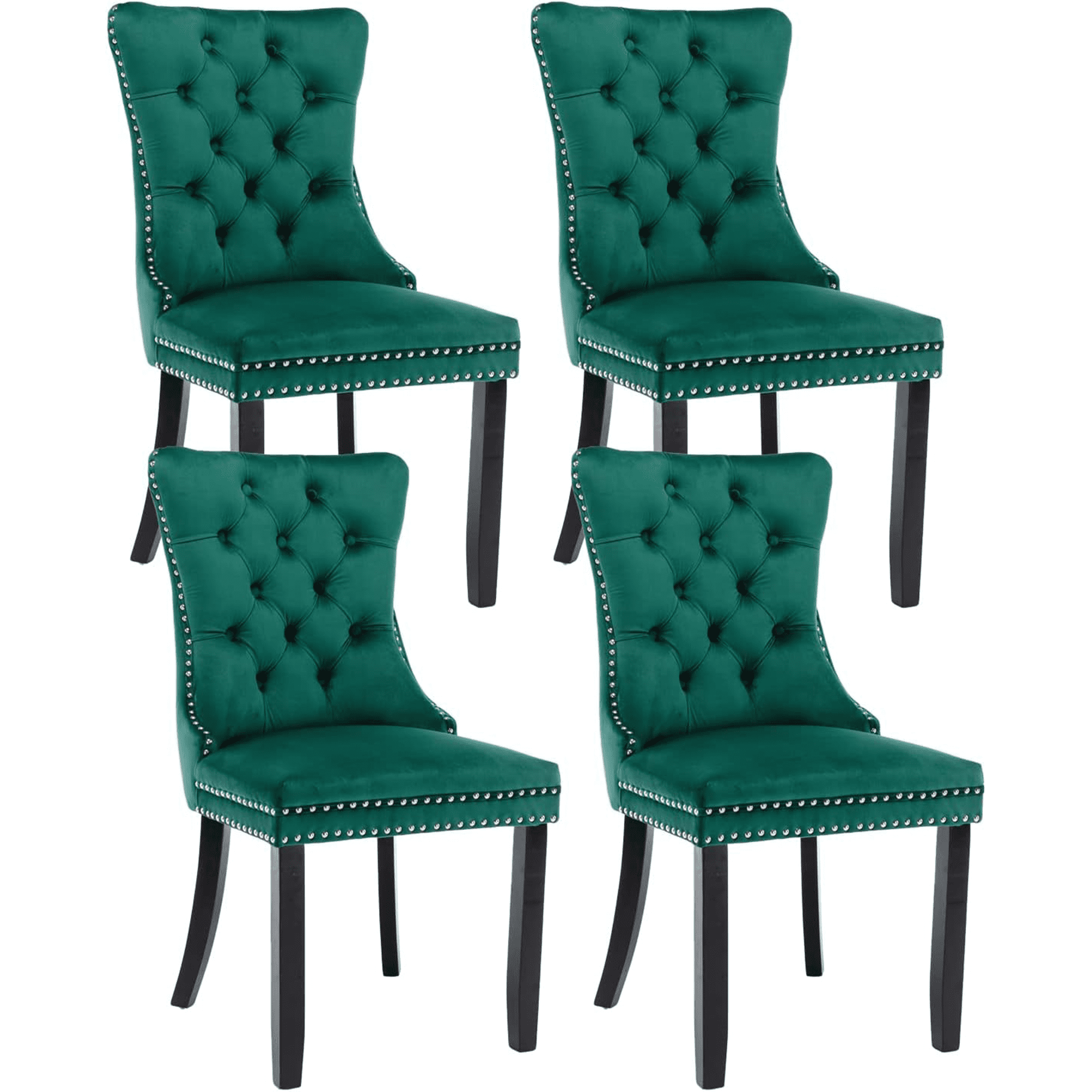 LegaHome Green Velvet Dining Chairs, 4 Pcs Upholstered Button Tufted ...