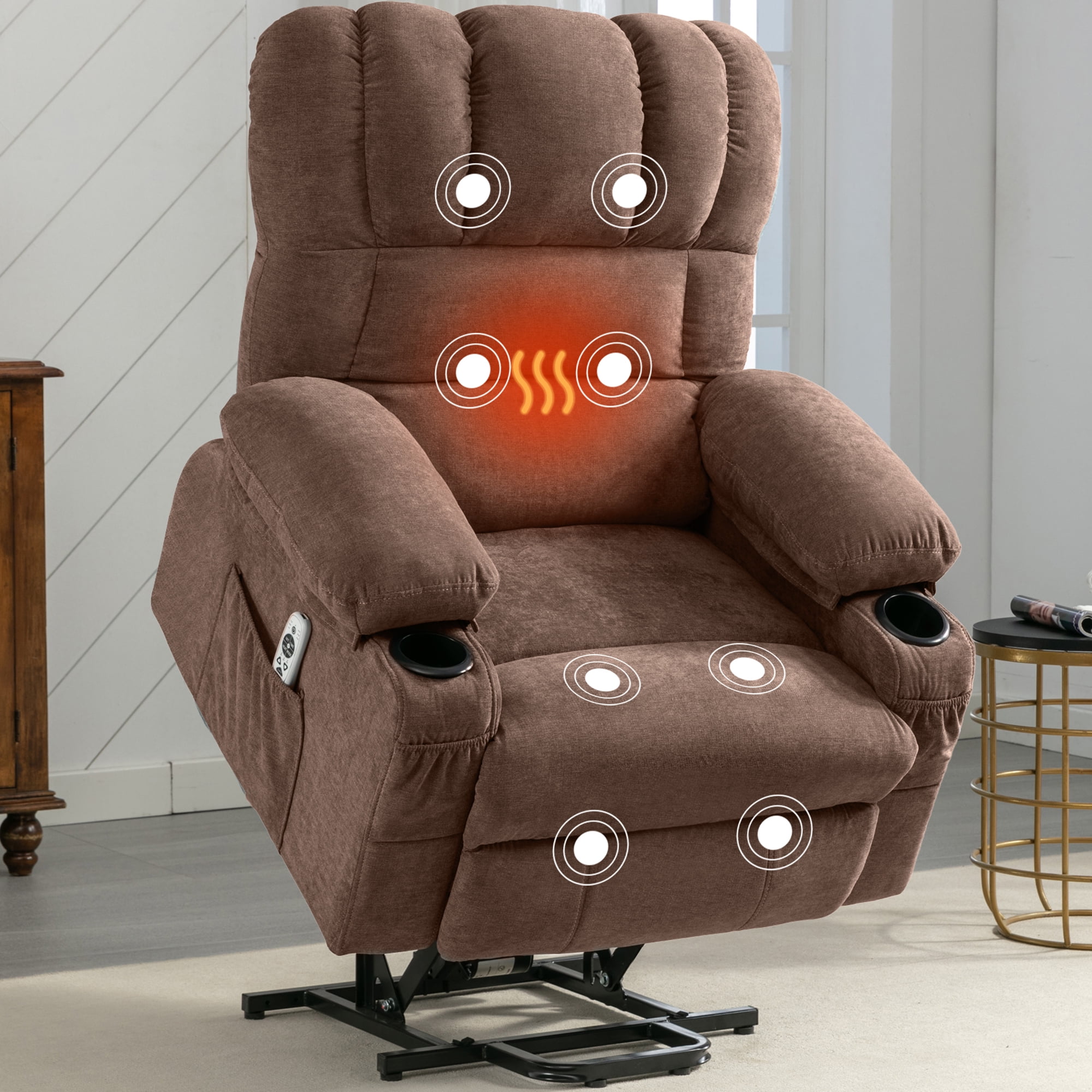 BTMWAY Electric Massage Lift Chair for Elderly, Heated, Vibration, USB ...