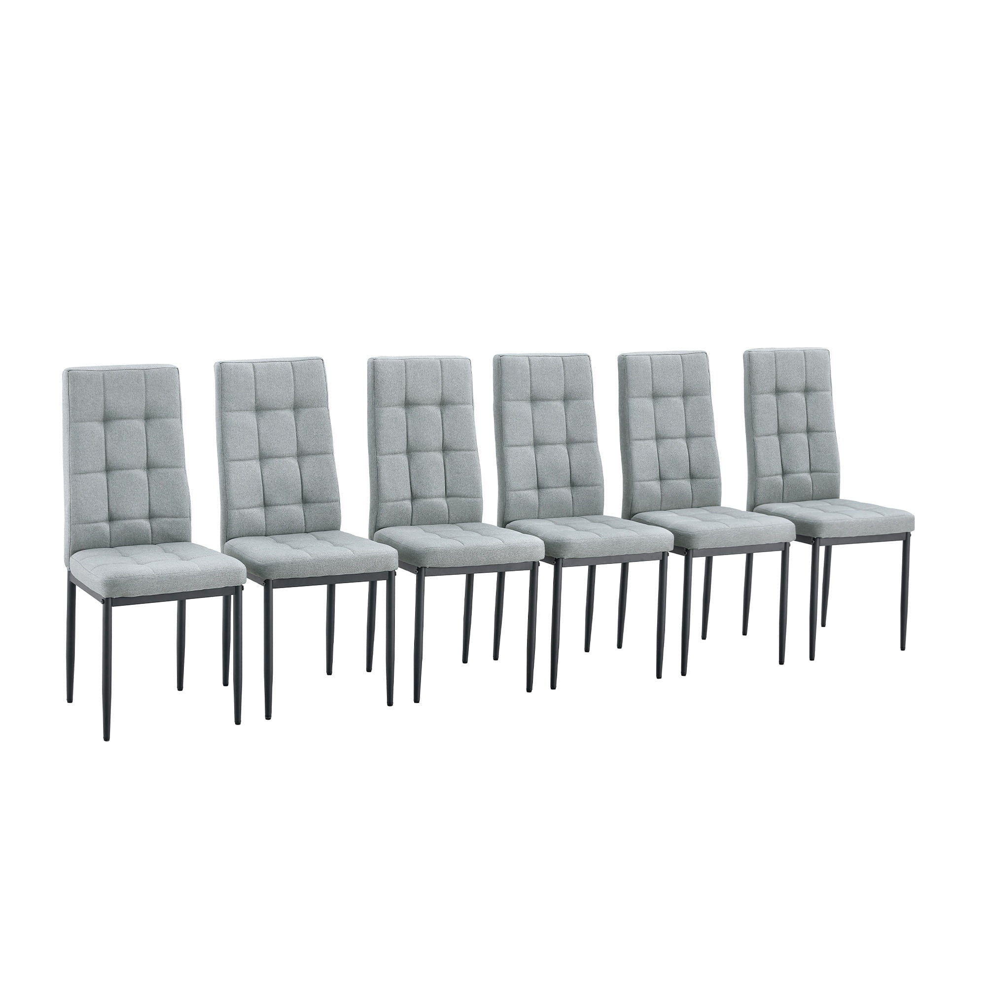 Linen Dining Chairs Set of 6, Upholstered Dining Room Chairs with Metal ...