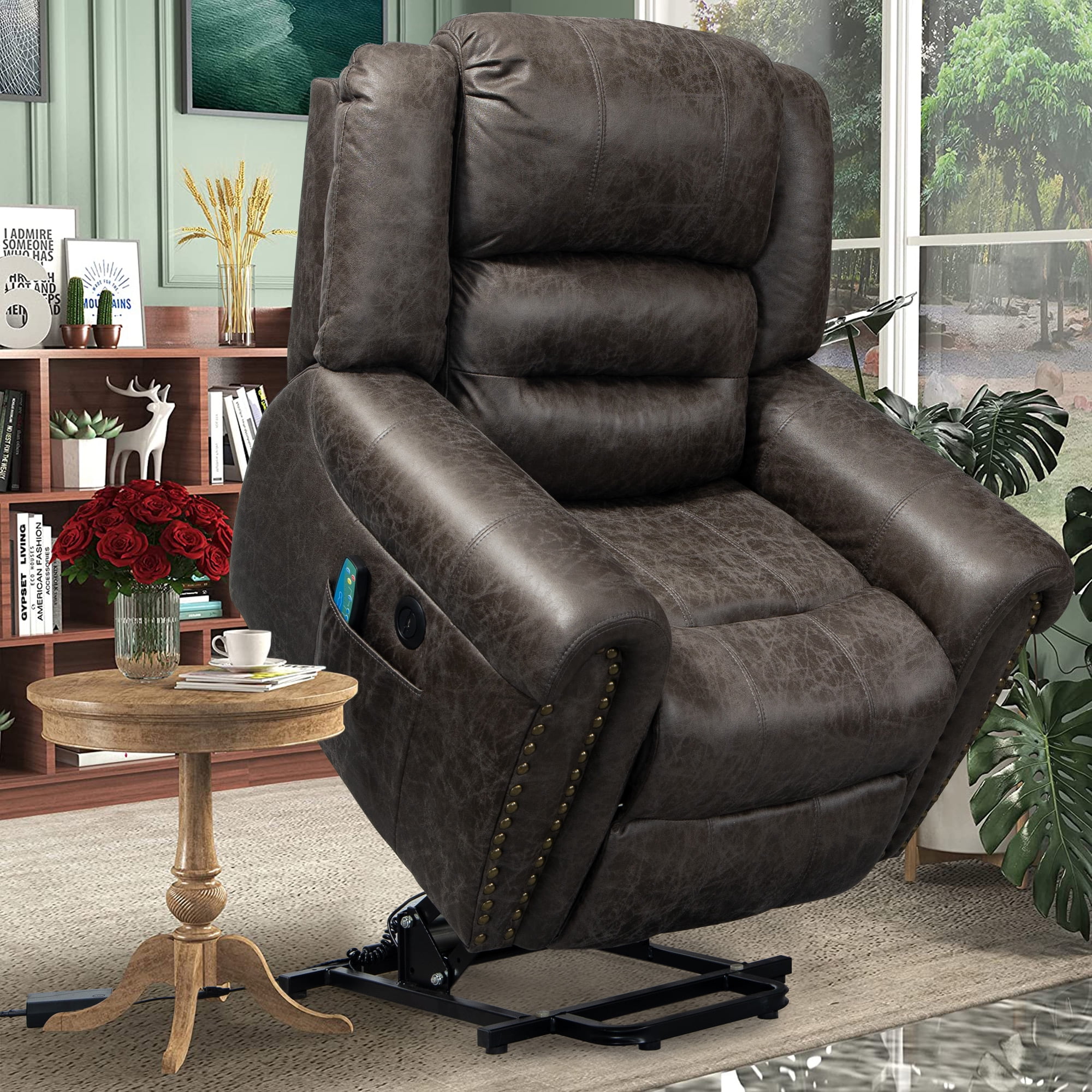 LEGAHOME Electric Lift Chair, Faux Leather Power Lift Recliner with ...