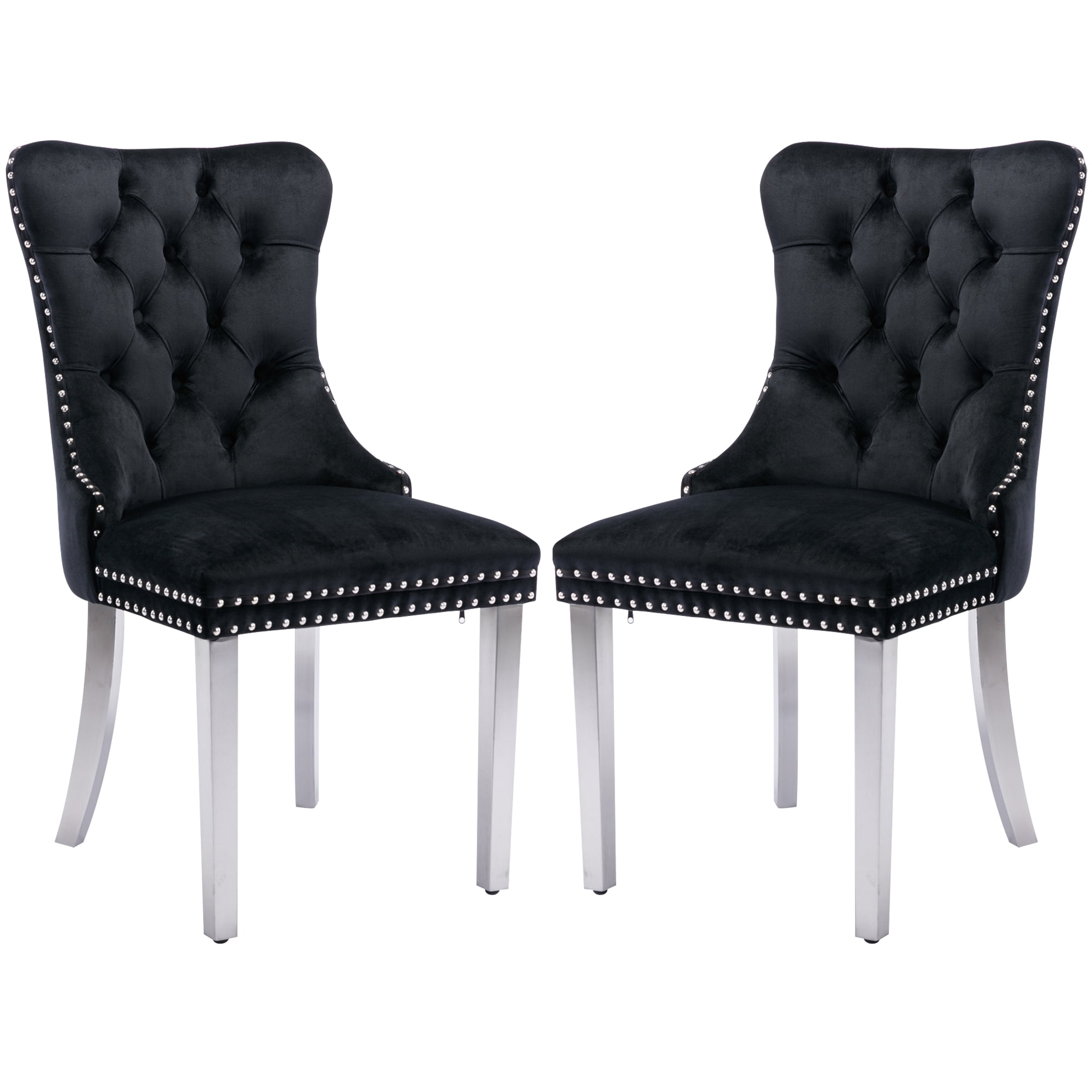 Legahome Modern Dining Chairs Set 2 Pcs Velvet Nailhead Trim Dining