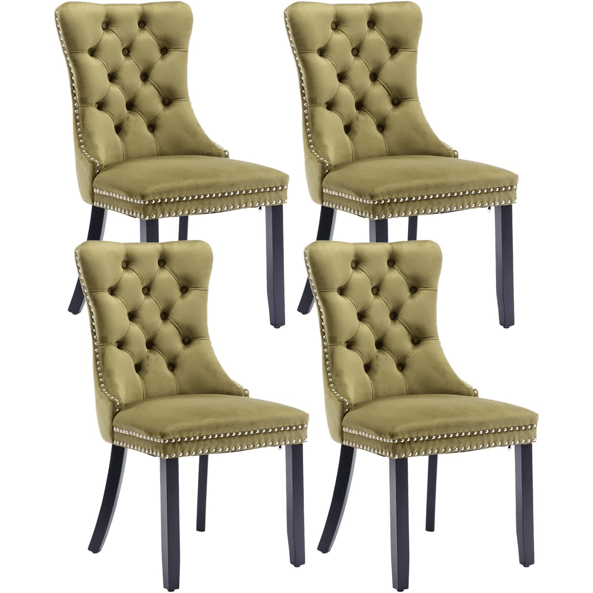 Legahome Olive Green Velvet Dining Chairs 4 Pcs Upholstered Button
