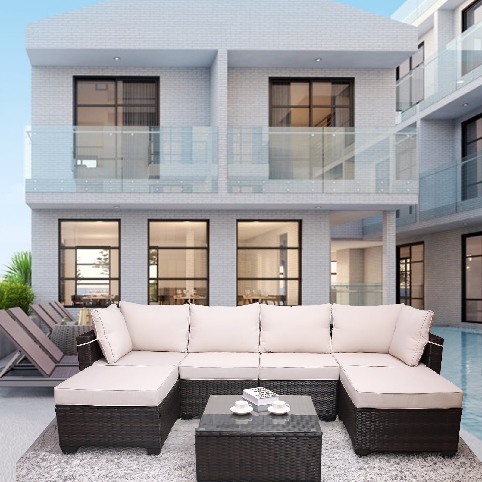 CASEMIOL Patio Furniture Set - 7-Piece Outdoor Furniture with Cushioned ...