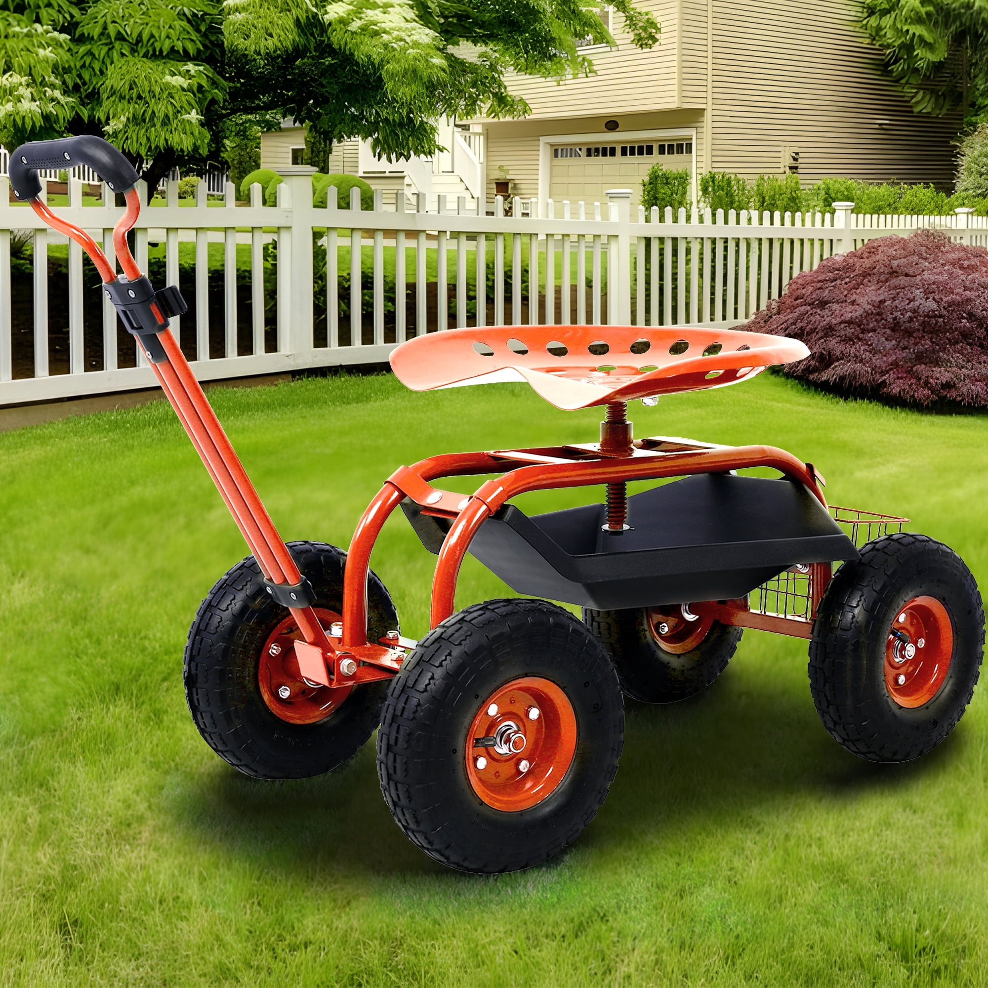 BTMWAY Steel Garden Cart with Extendable Handle - Walmart.com