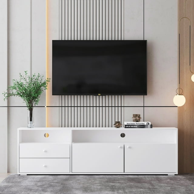 BTMWAY TV Stand for 70 Inch TV, Modern TV Cabinet with 2 Storage ...