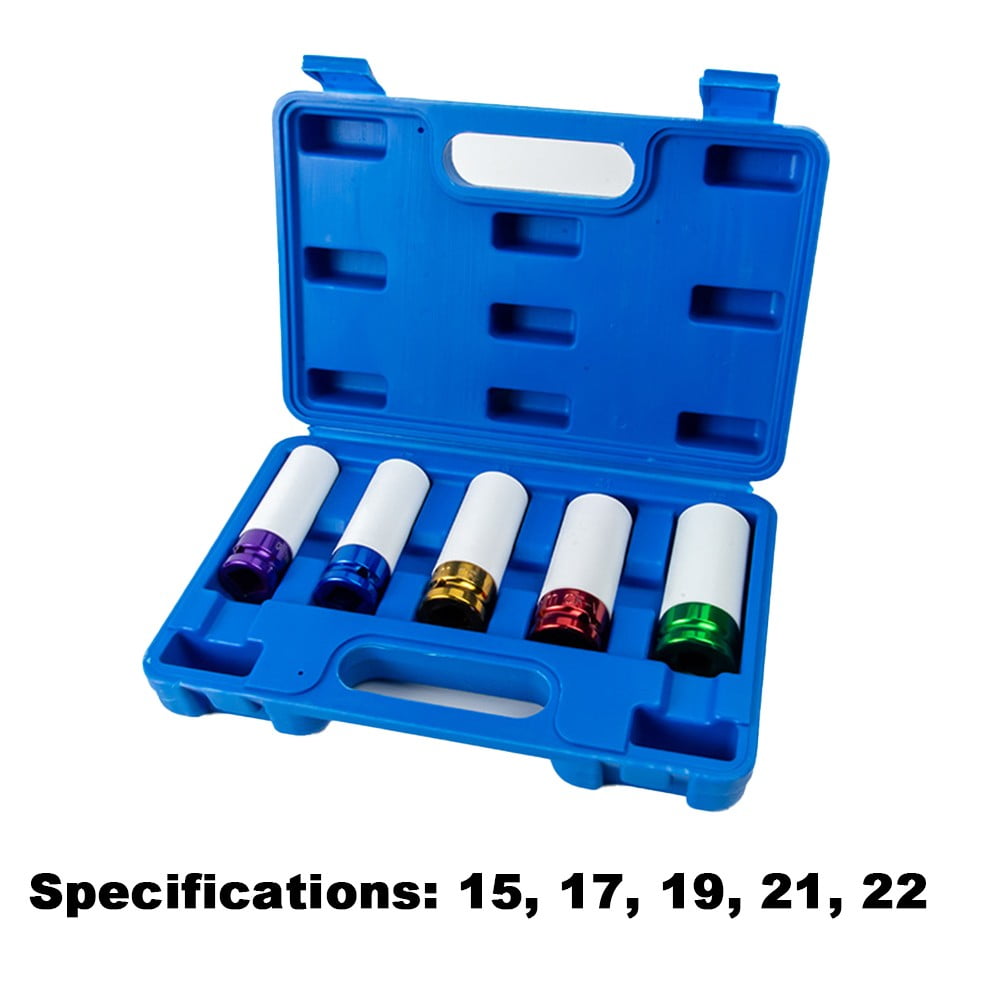 BTOER 1/2in Sleeve Wall Deep Nut Socket Set Alloy Wheel Car Garage ...