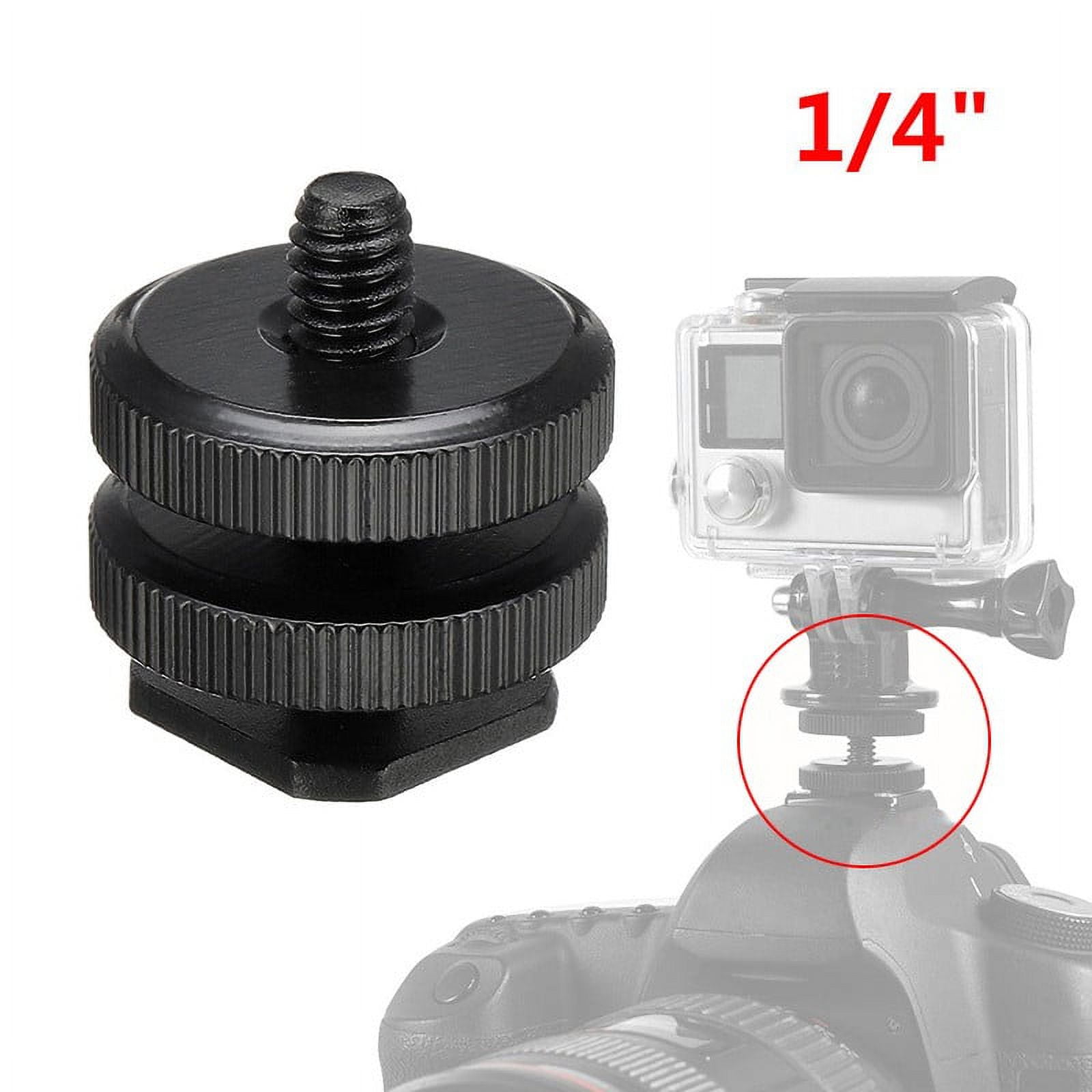 BTOER 1/4" Dual Thumb Screw Flash Cold Hot Shoe Camera Adapter Mount ...