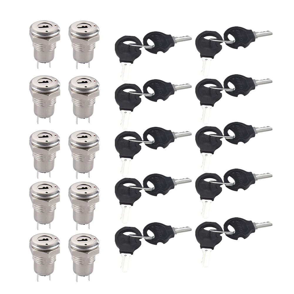 BTOER 10 Pack 12mm Metal Key Lock Latching Switch, On/Off Key 0-250V ...