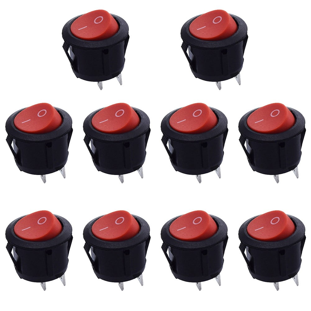 BTOER 10PCS 12v Round Rocker Switch ON/OFF 2 Pin SPST Camper Van ...