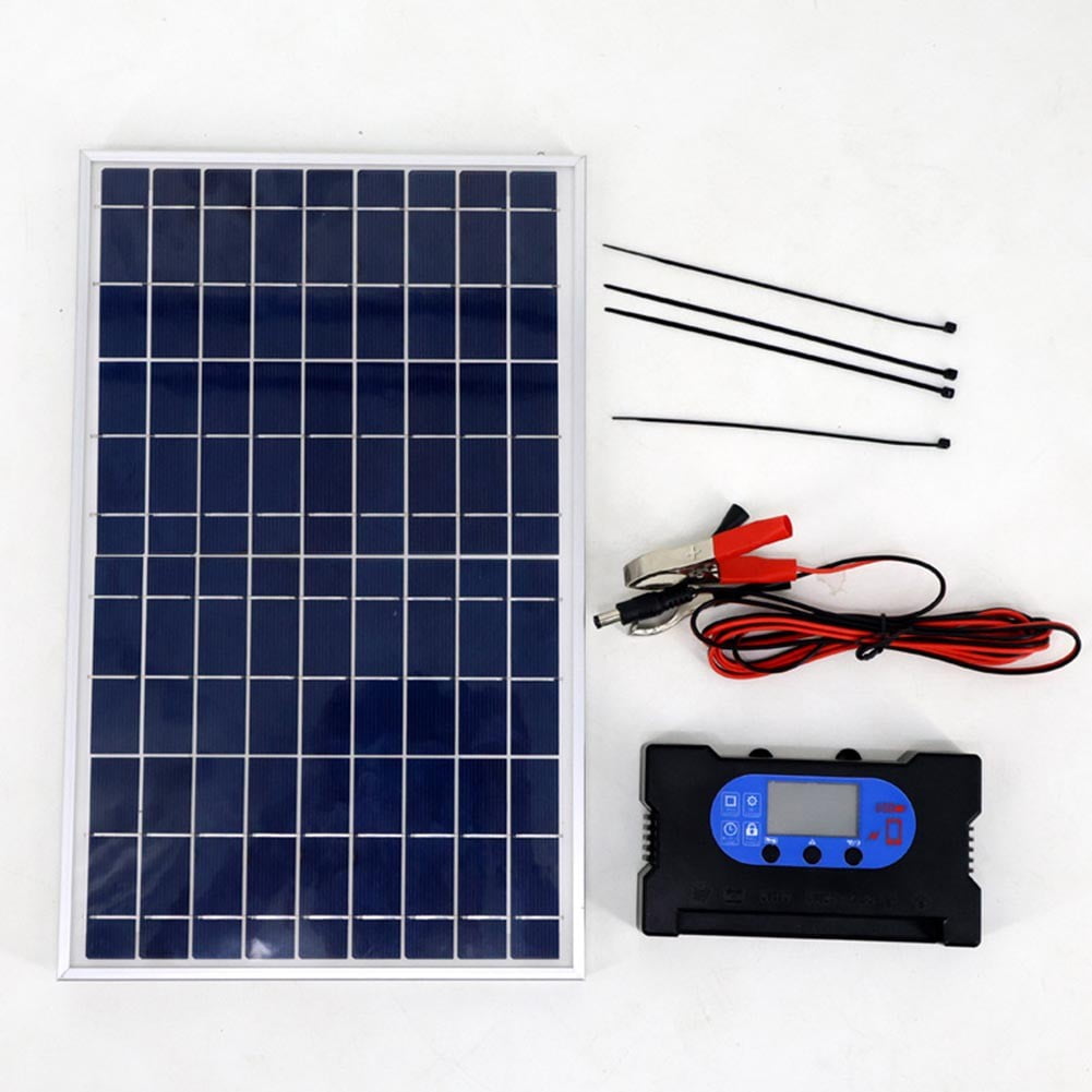 BTOER 10W 12V/18V solar panel kit with Controller and crocodile clip ...