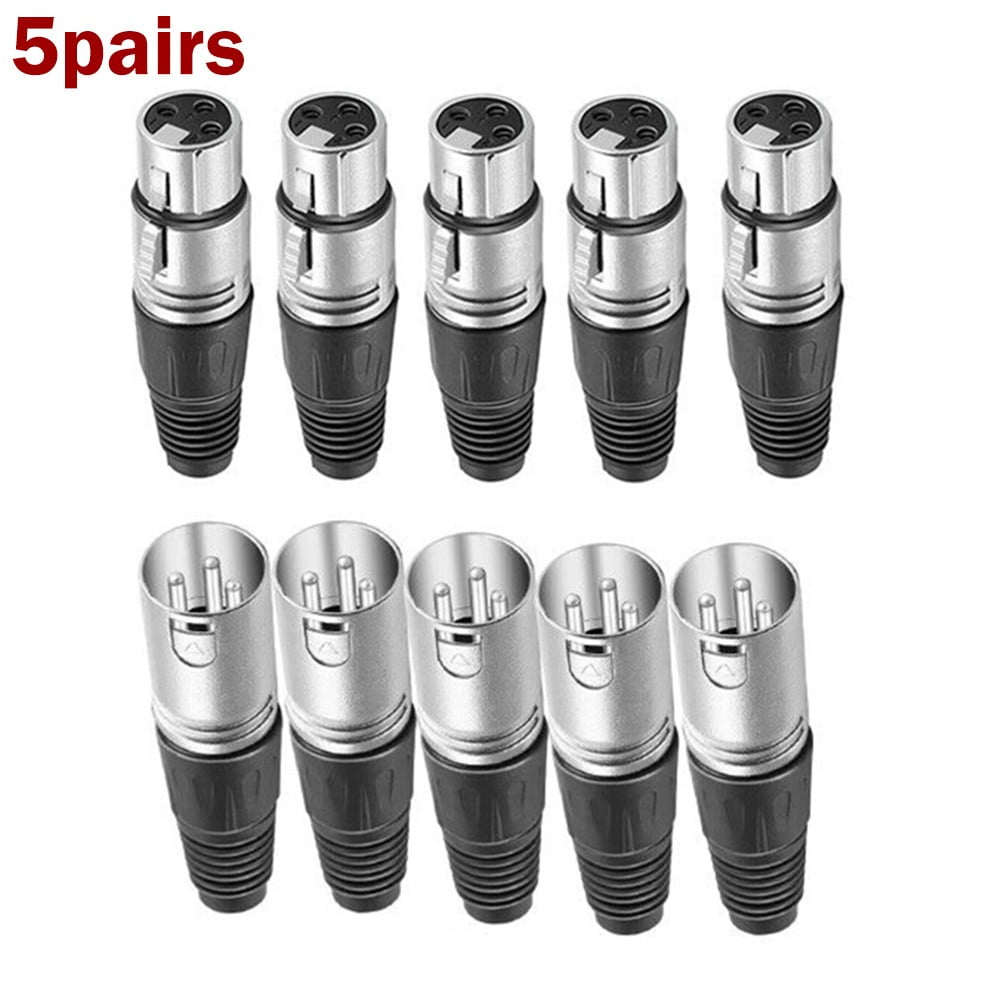 BTOER 10pcs/set XLR DMX 3 Pin Microphone Audio Cables Plug Connectors ...