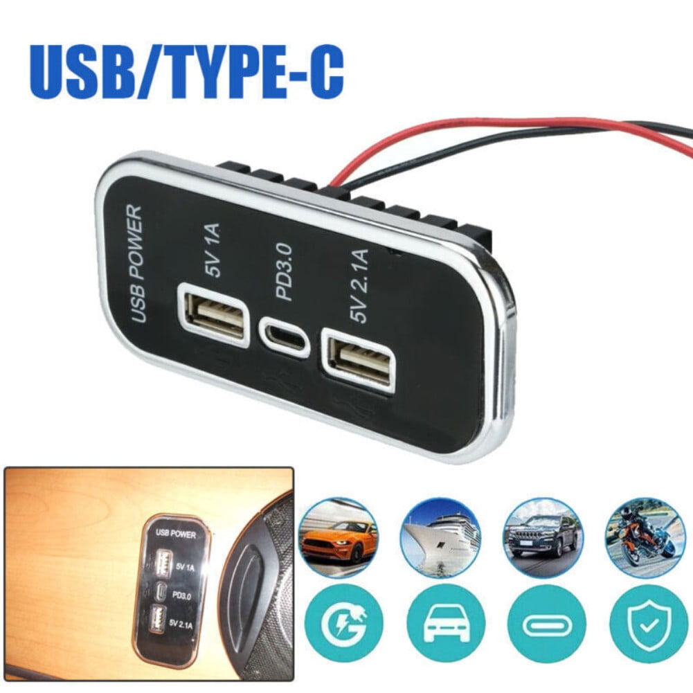 BTOER 12-24V 18W Dual PD Car Charger Socket Motorcycle Boat Power ...