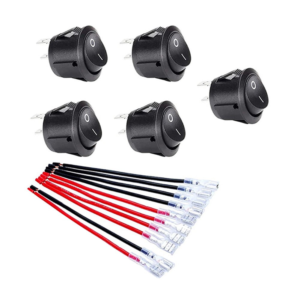 BTOER 12 Volt Rocker DC Switch,Round Toggle Switch,2 Pin SPST Switch ...