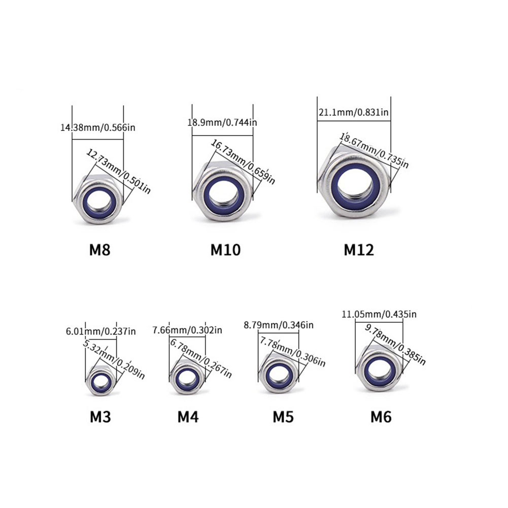 BTOER 182pcs Stainless Steel Self-Locking Nuts Assortment Threaded Inserts Hex Nut Set - Walmart.com