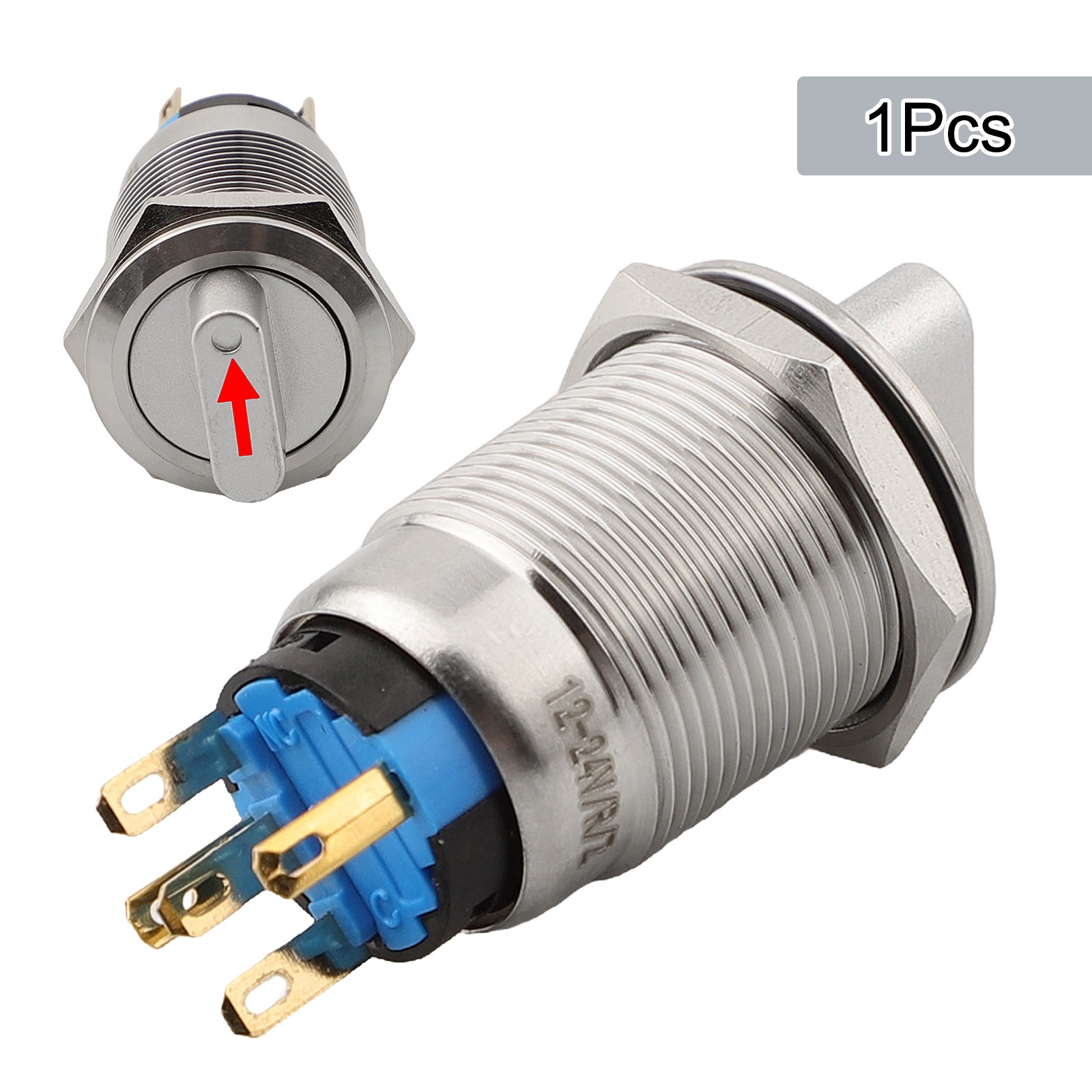 BTOER 19mm Rotary Switch Latching 2Positions 1NO1NC 12-24V Push Button ...