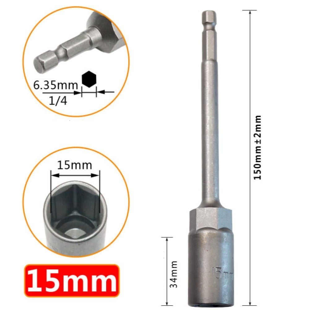 BTOER 1PC 150mm Hexagon Nut Driver Drill Bit Adapter Socket Wrench Extension Sleeve - Walmart.com