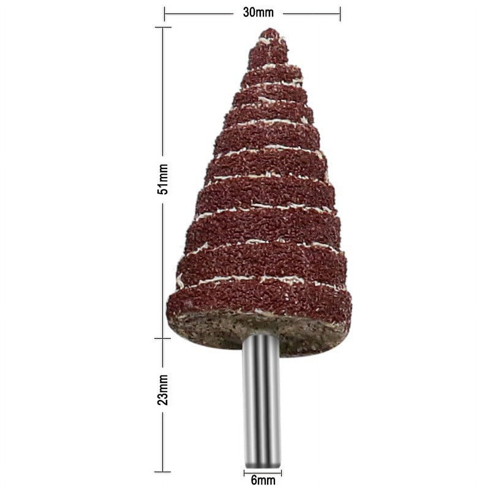 BTOER 1PC 6MM Shank 80 Grit Tapered Cone Grinding Head Sandpaper Flap ...