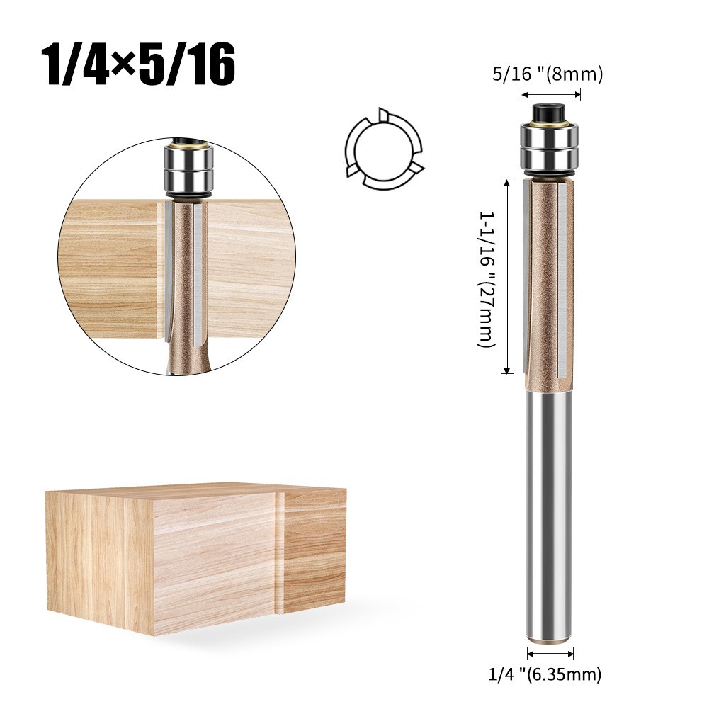 BTOER 1PC 6mm 1/4in Shank Double Bearing Flush Trim Bit Router Bit ...