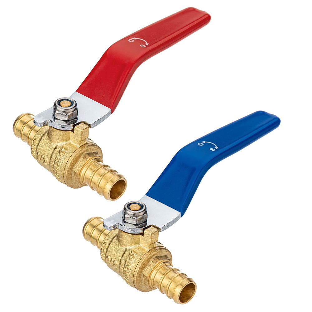 BTOER 2 pcs Pex Full Port Shut Off Ball Valve, Quarter Turn of Brass ...