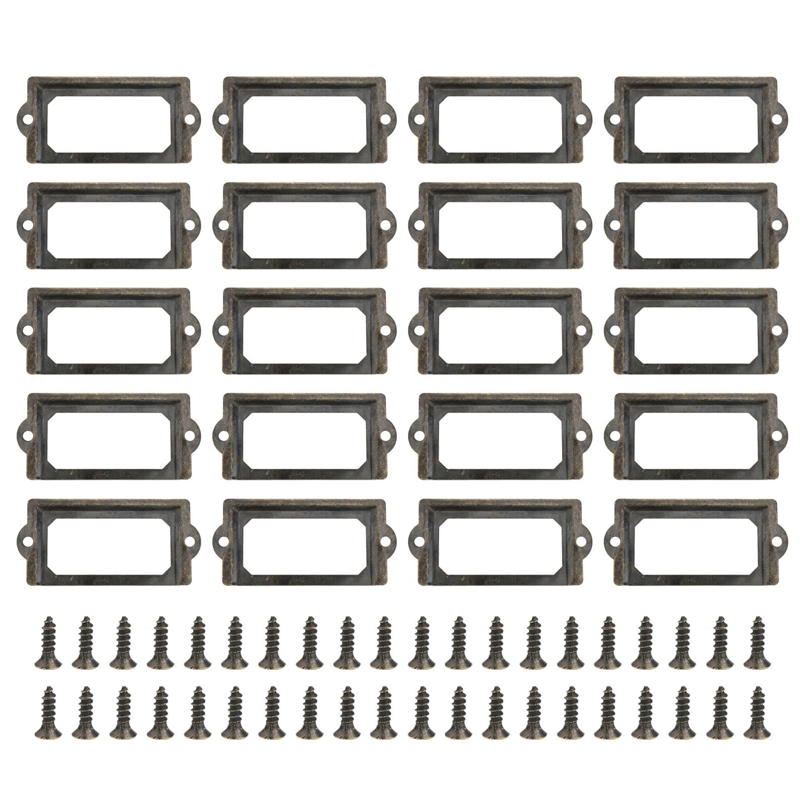 BTOER 20Pcs Antique Brass Drawer Label Pull Cabinet Frame Handle File ...