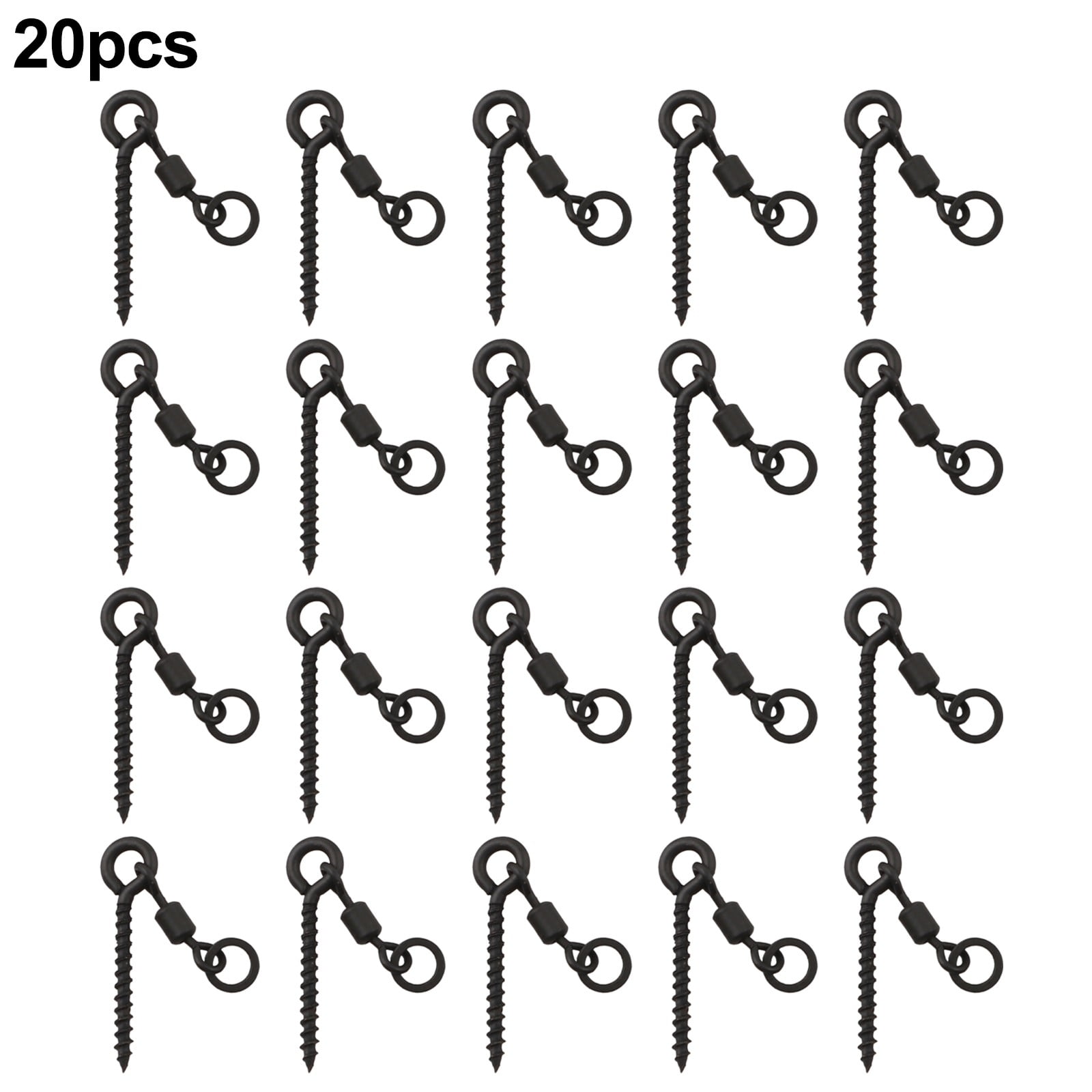 BTOER 20pcs Carp Fishing Screws with D-Rig Swivel Ring for Piercing and ...