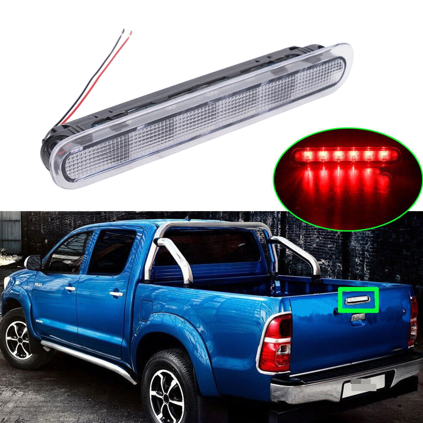 BTOER 29 X 11 X 7cm Clear Rear Tailgate Third Brake Light For Toyota ...