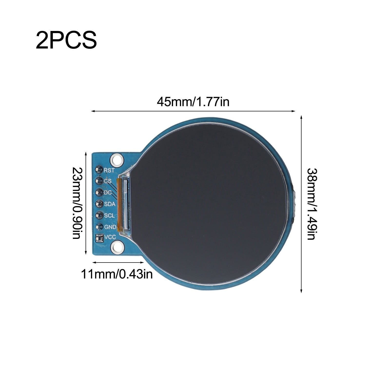 BTOER 2PCS 1.28 Inch Circular for TFT Screen for Arduino 240 x 240 ...