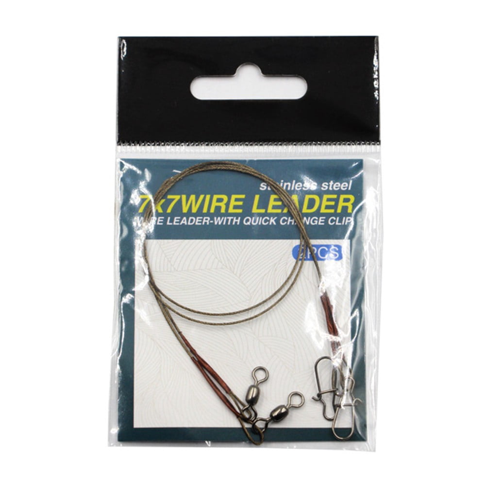 BTOER 2x Fishing Steel Wire Leader Line With Swivel Duo-Lock Snap for ...