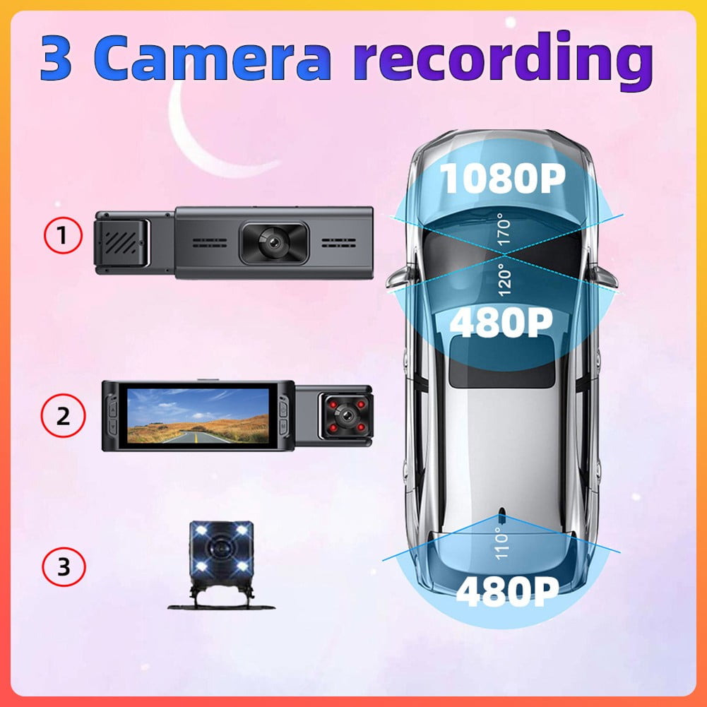 BTOER 3.16Inch Dash Cam 1080P Inside Video Recorder Car Camera For ...