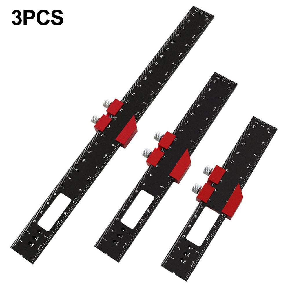 BTOER 3-piece woodworking ruler layout tool with sliding block aluminum ...