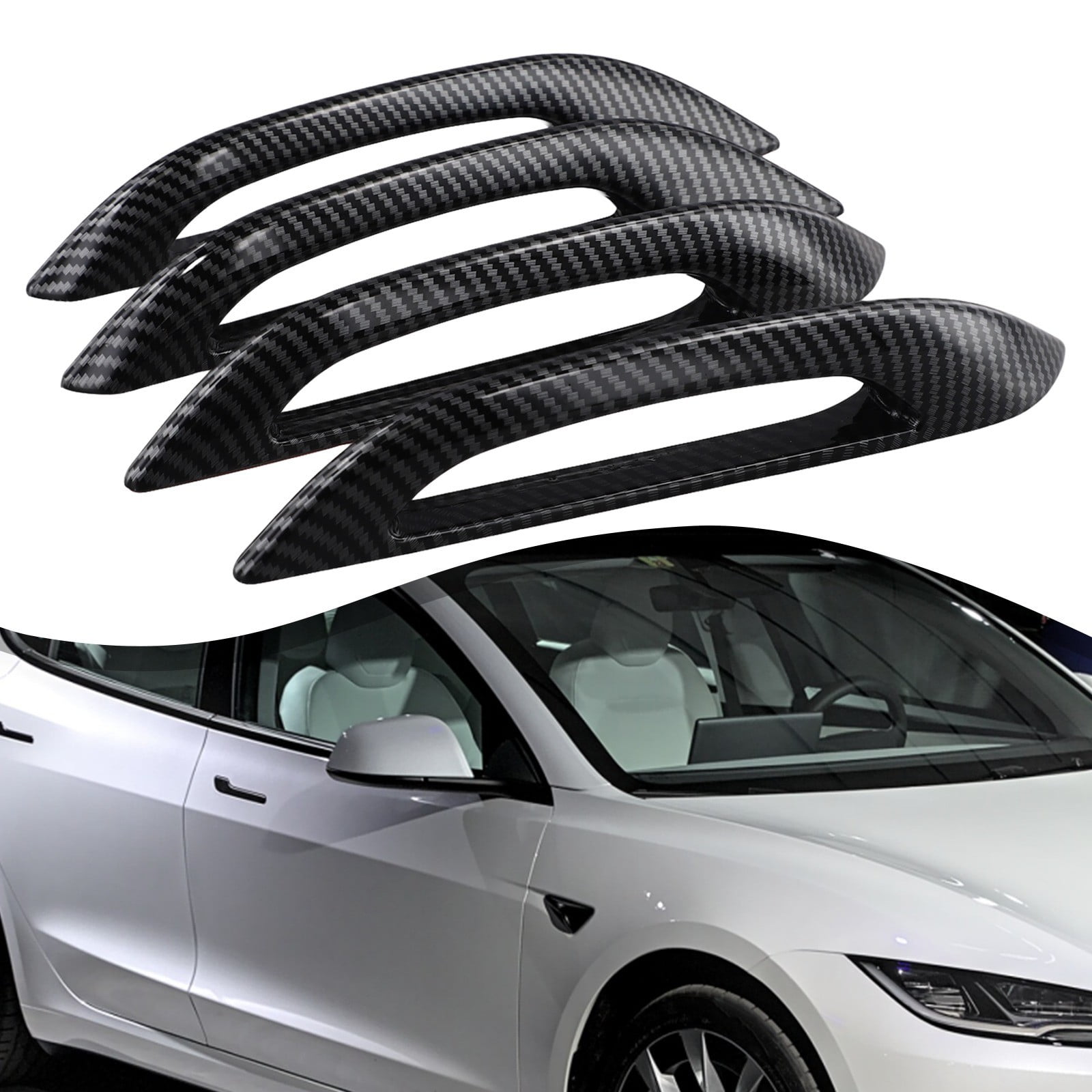 BTOER 4 Pack Car Door Handle Protective Covers Freeze Carbon Fiber For ...