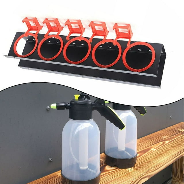 BTOER 5-Hole Spray Bottle Storage Rack Wall-mount Holder Wall Rail ...