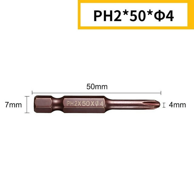 BTOER 50mm 1/4inch Hex Shank Screwdriver Bit Electric Drill PH00 PH0 ...