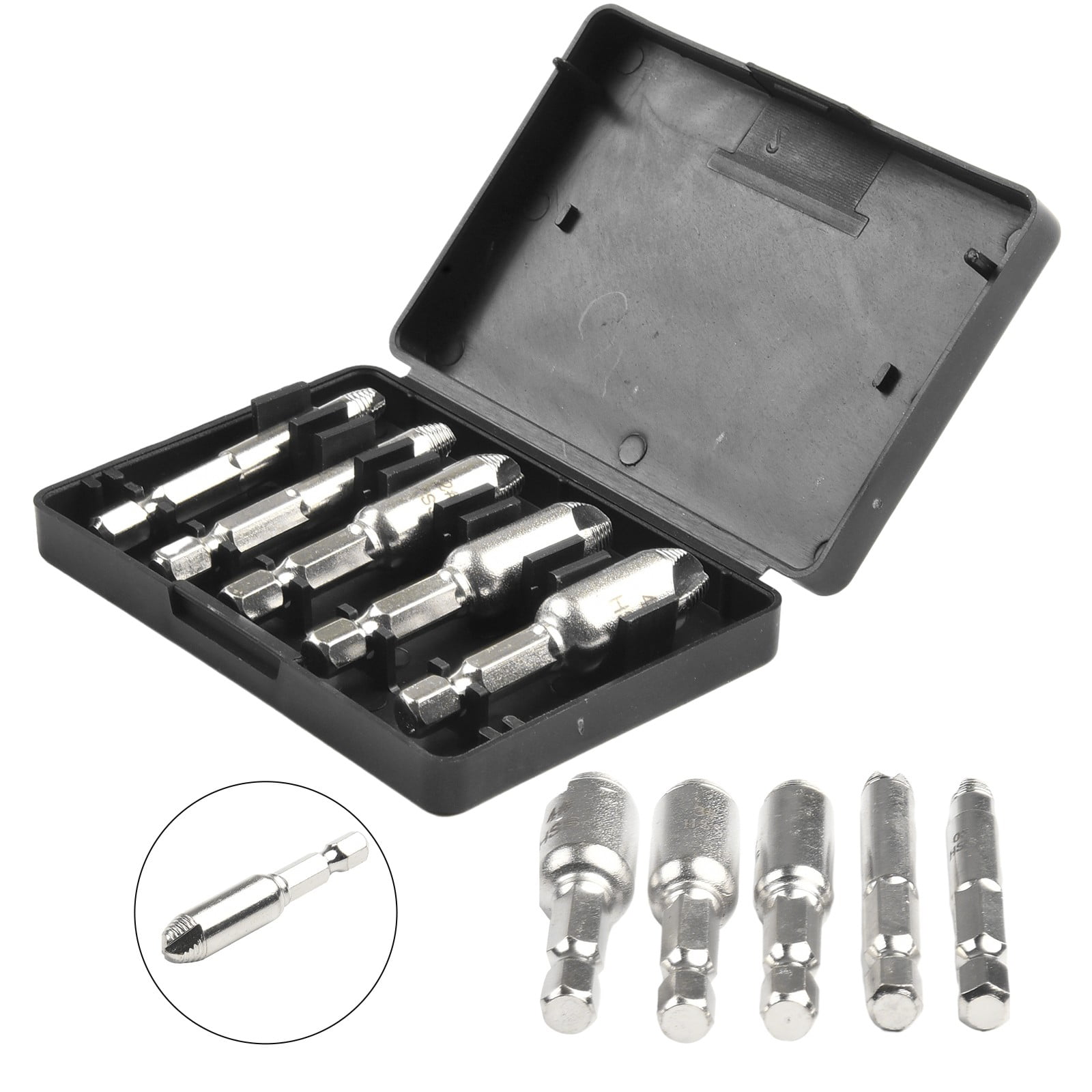 BTOER 5Pcs/Set Broken Wire Extractor Set Screw Extractor Sliding Thread ...
