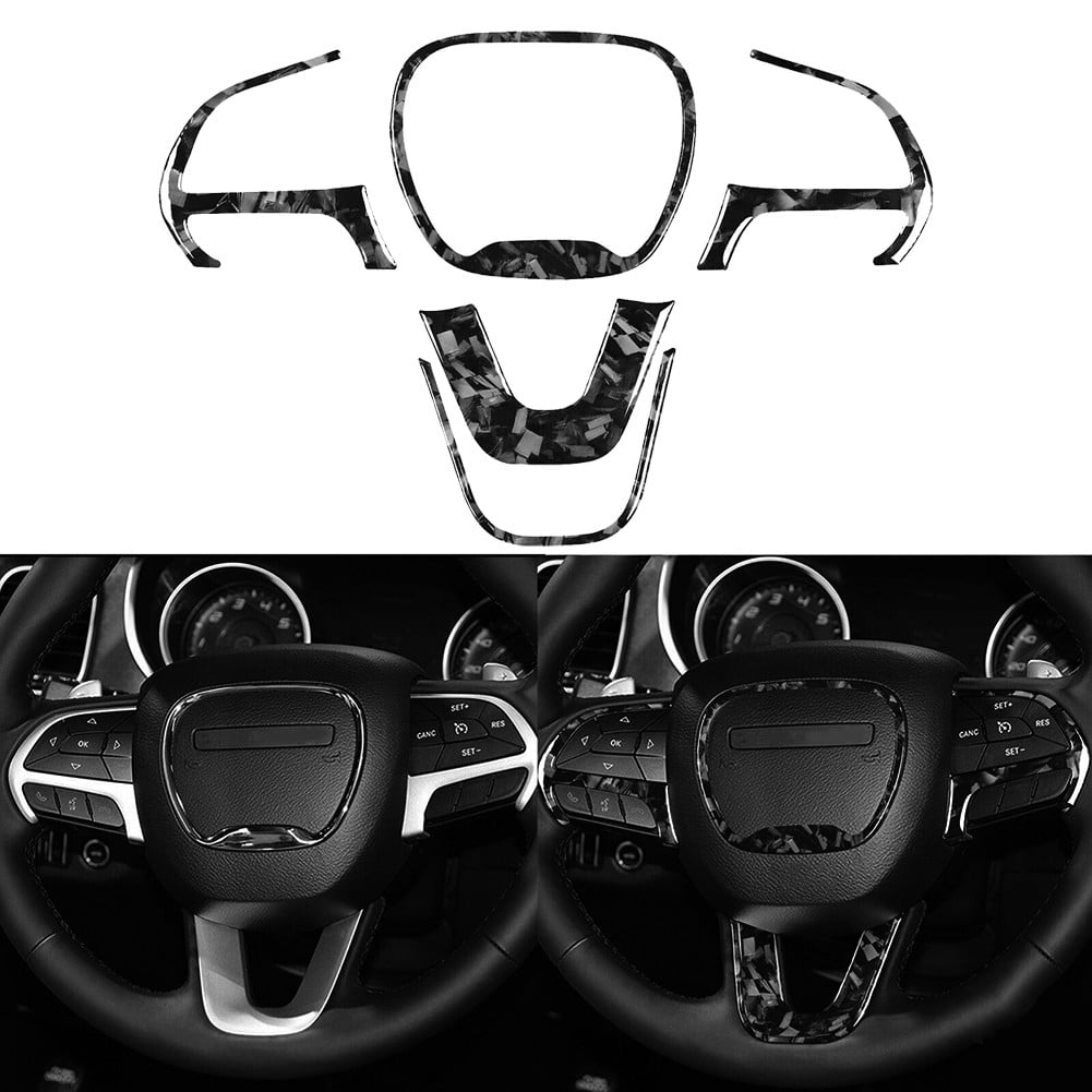 BTOER 5X Forged Carbon Fiber Steering Wheel Panel Cover For Challenger ...