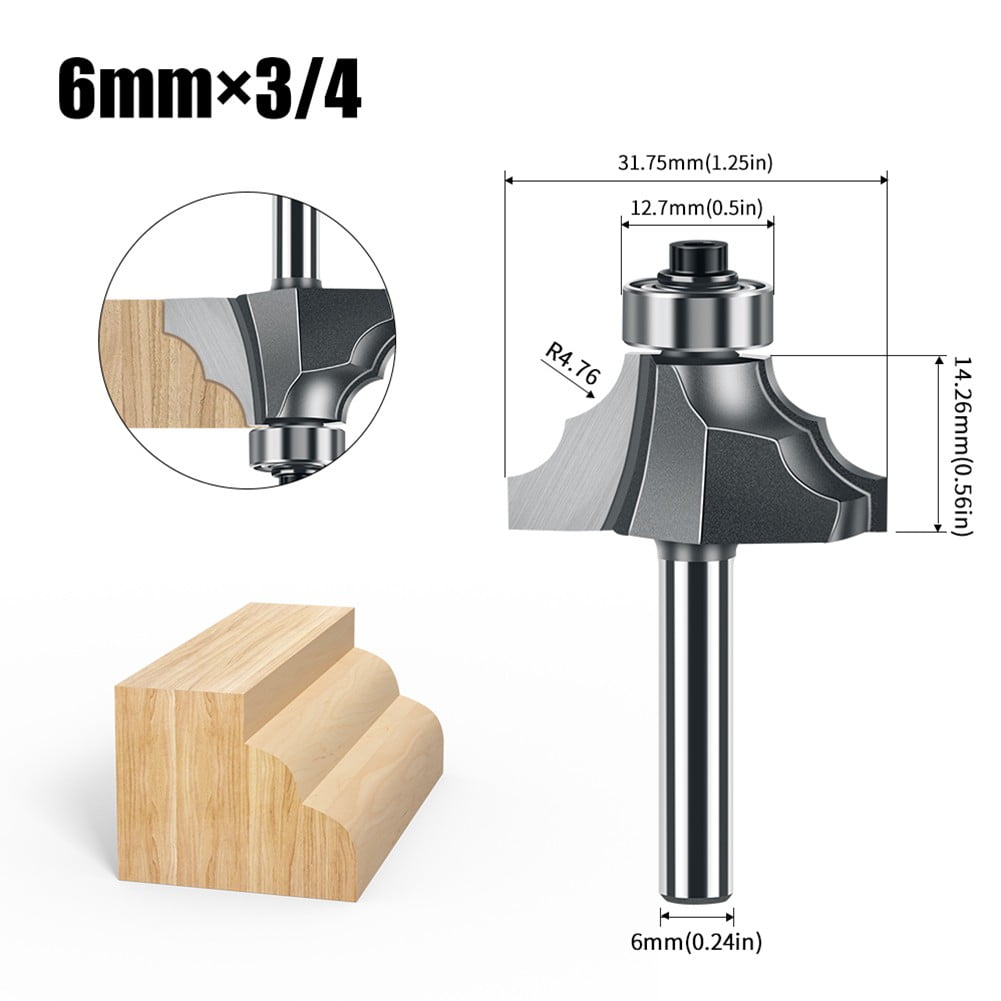 BTOER 6mm 12mm Shank Router Bits Edge Moulding Bit Carbide Door ...