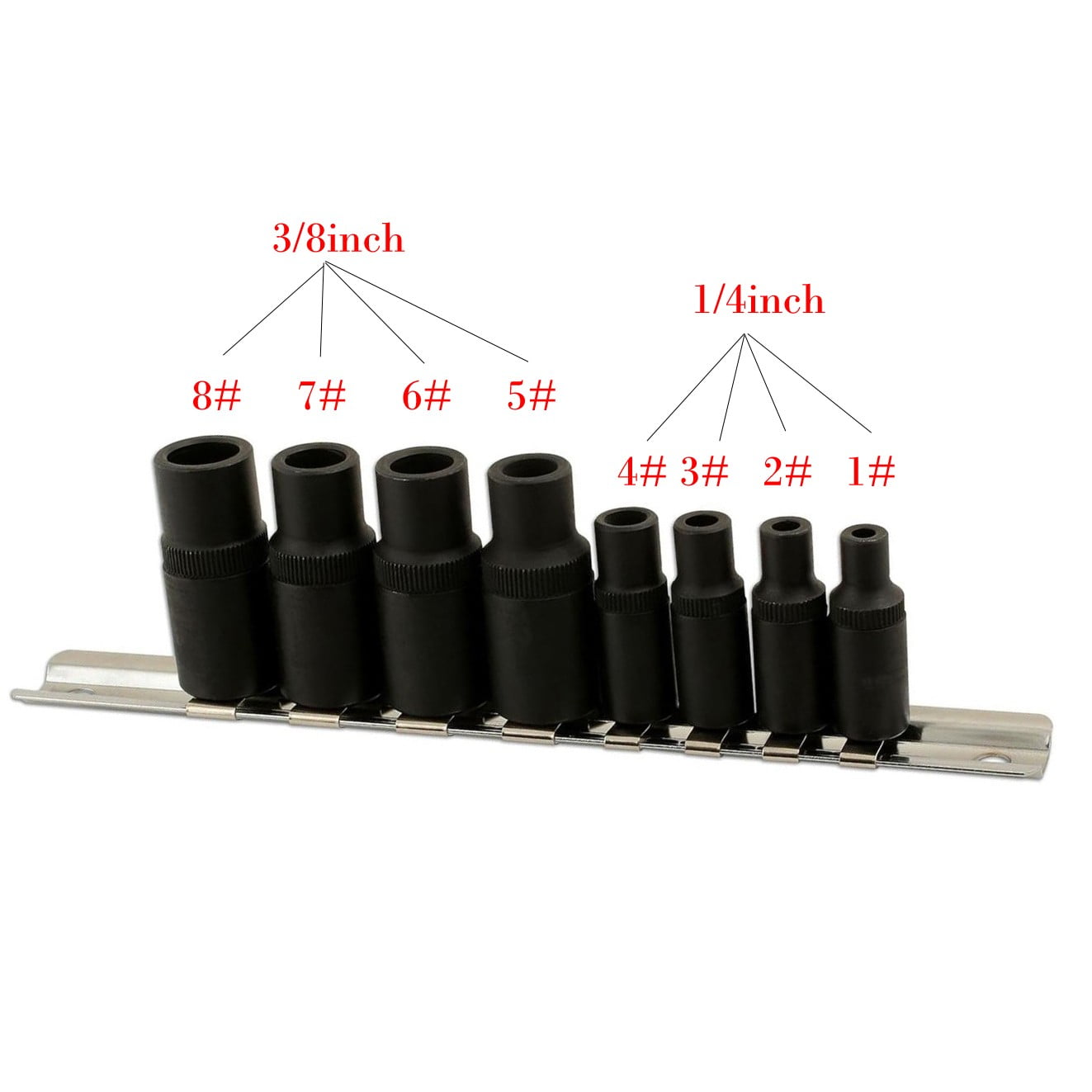 BTOER 8Pcs Tap Socket Set 1/4 3/8inch Sockets for Driving Thread ...
