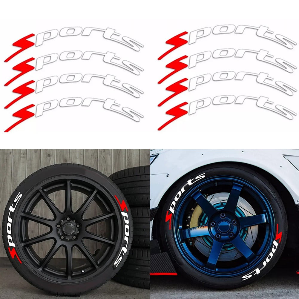 BTOER 8pcs Car 3D Letters Rubber Sticker Set Car Tire Wheel Sticker ...