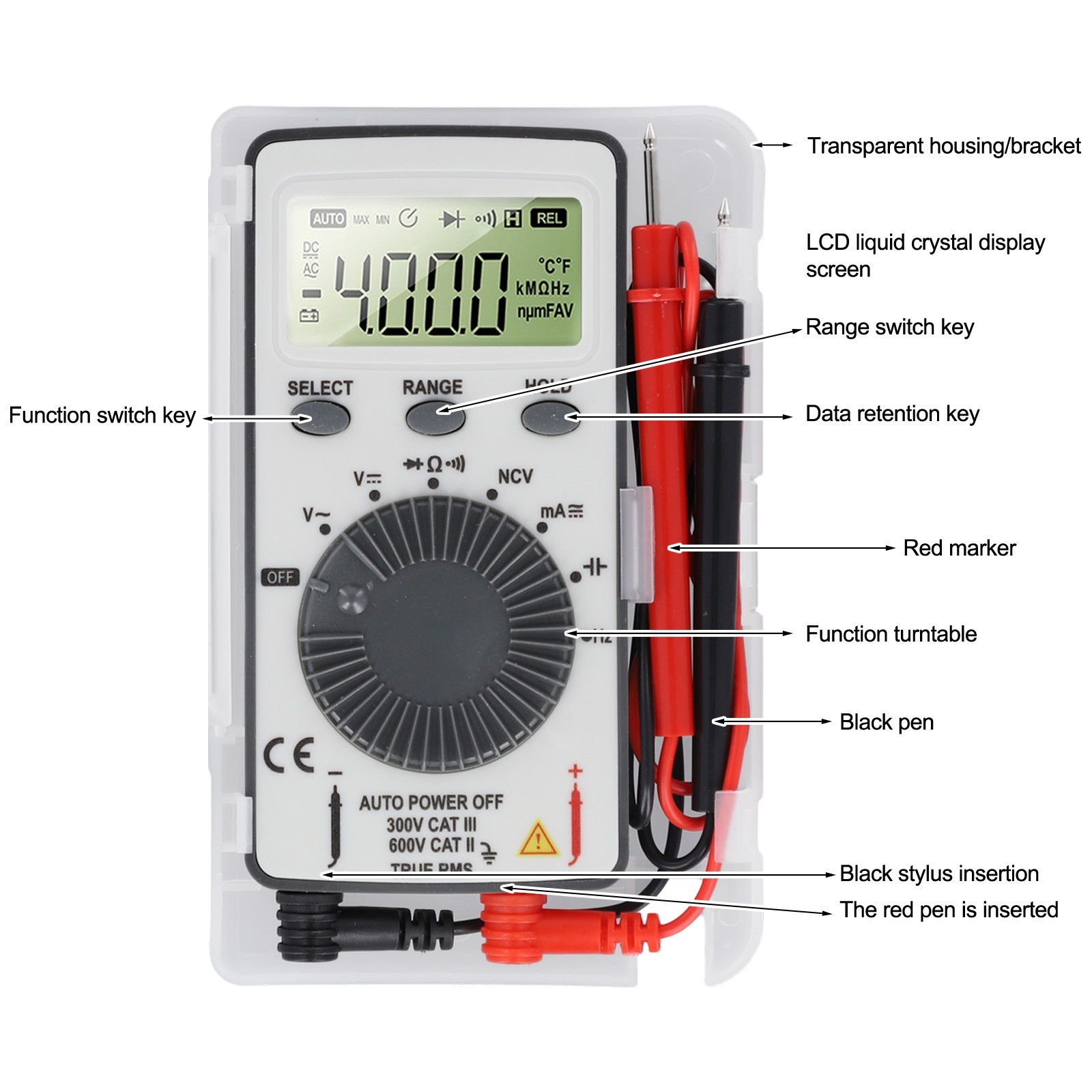 BTOER AN-101 Portable Card Digital Multimeter Ultra-thin Mini Voltage ...