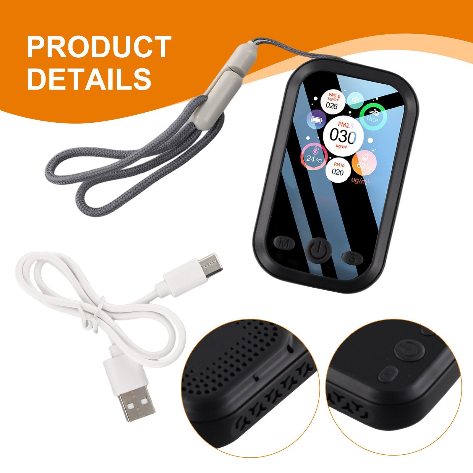 BTOER Air Quality Detector Dust Detector PM2.5 PM10 PM1.0 Temp&humidity ...