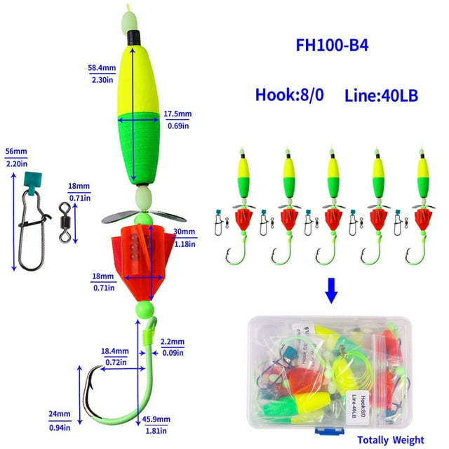 BTOER Bank Fishing Catfish Rigs Float Rattler Beads Rig with Snaps 6/0 ...