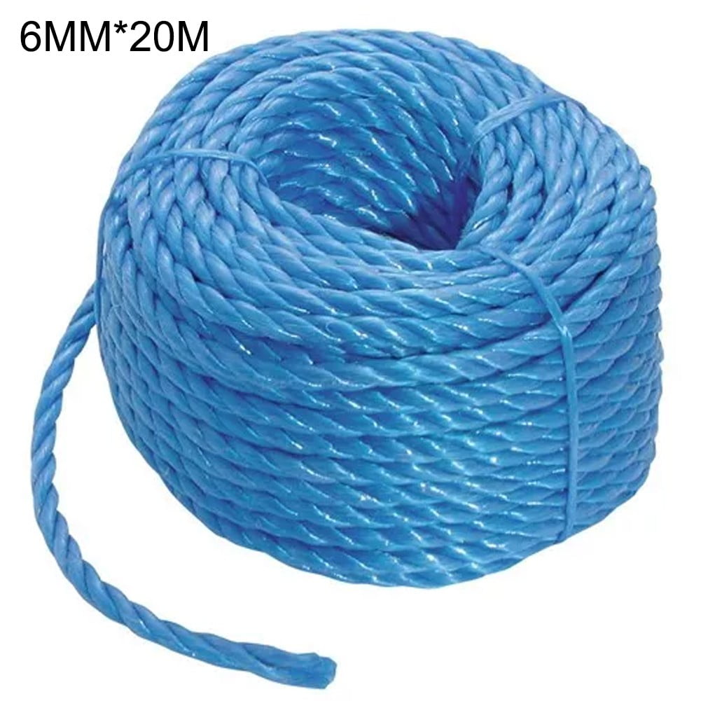 BTOER Blue Polypropylene Rope Coil 6mm Dia x 20M Nylon Rope tarpaulin ...