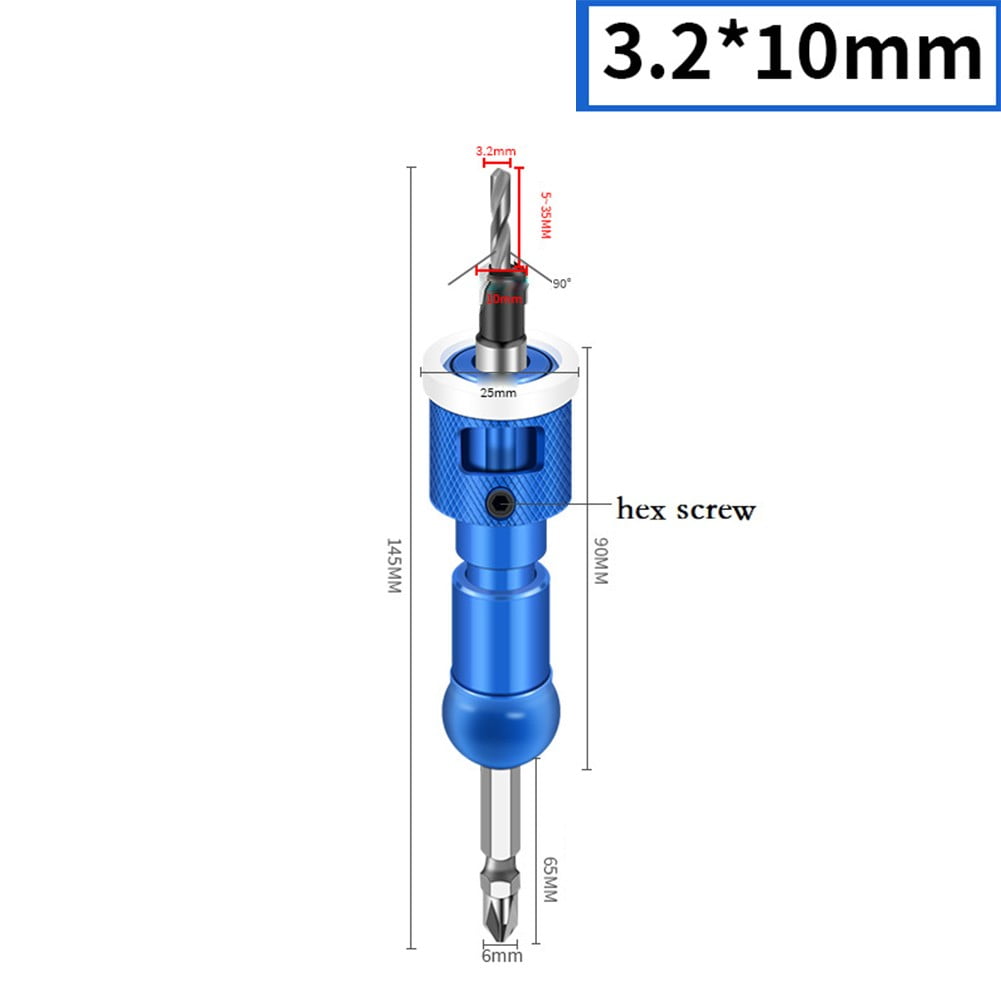 BTOER Carbide Tipped Countersink Drill Bits with Depth Stop Hex Shank ...