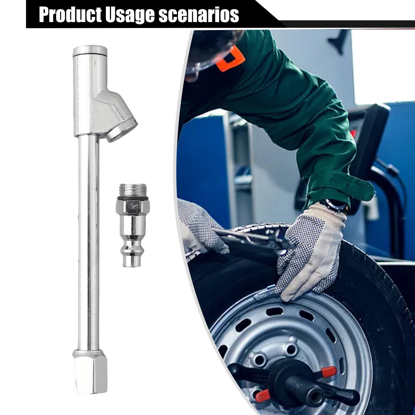 BTOER Chuck 2in1 Heavy Duty Tire Filler FNPT RV Dual Head Inflator 1/4 ...