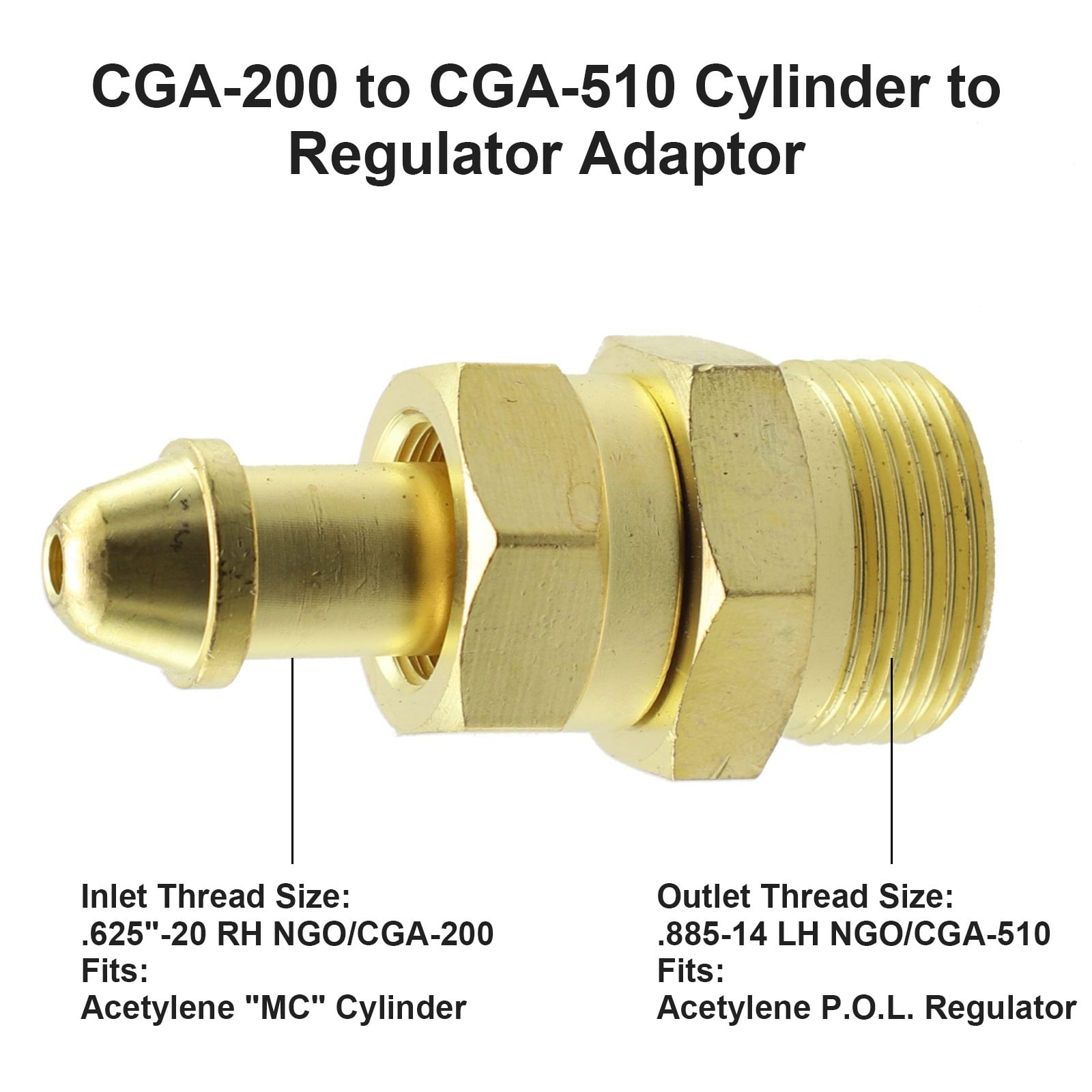 BTOER Cylinder to Regulator Acetylene Adaptors. CGA-200, CGA-300, CGA ...