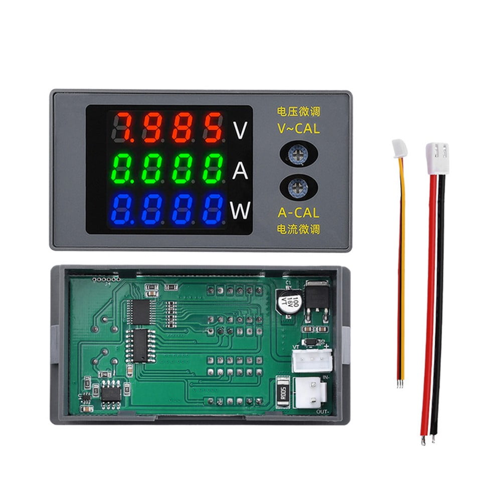 BTOER DC 0-100V 10A 1000W 3-in- Electricity Meter Digital Ammeter ...