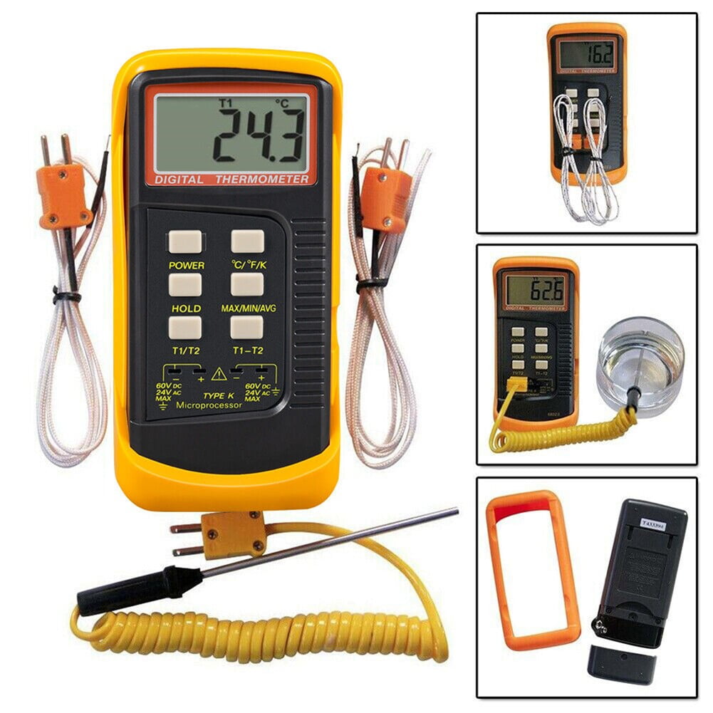 Hvac Thermometer Dual Channel K Type Digital Thermocouple Thermometer ...